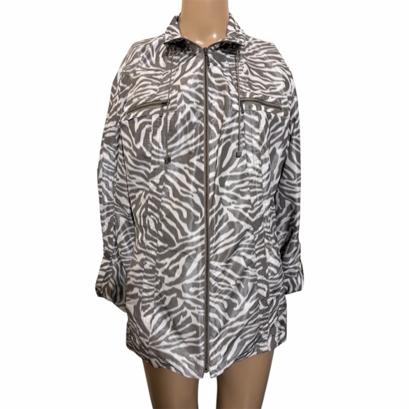 Tribal | Jackets & Coats | Tribal Gray Zebra Print Utility Jacket ...